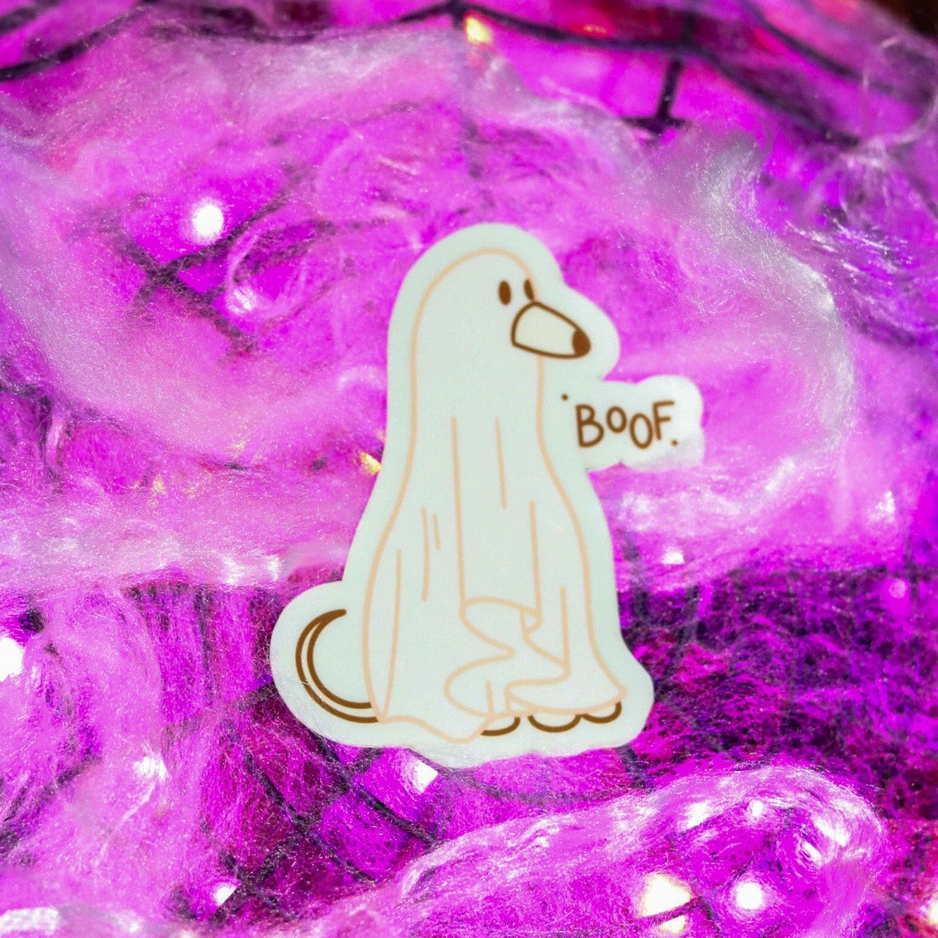Glow-In-The-Dark BoOf Ghost Dog Sticker – Noodle Horse Doodles | Online